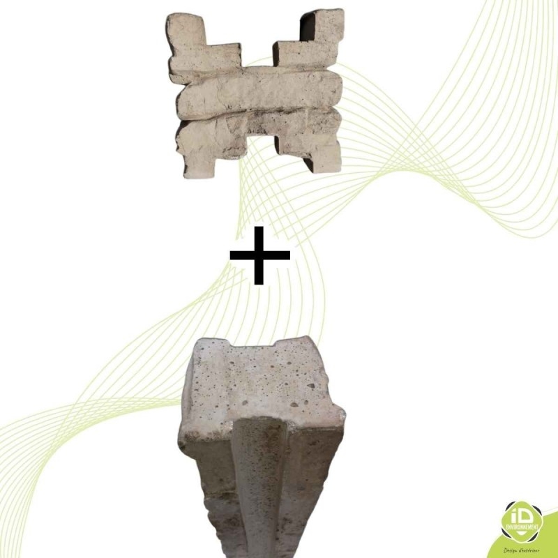 Poteau béton INTERMÉDIAIRE (aspect pierre) + Chaperon | ID Environnement