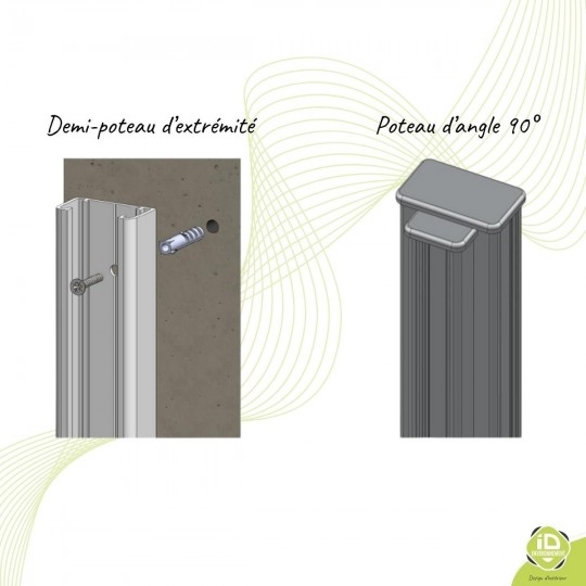 Demi-poteau Alu pour clôture Ajourée - Extrémité ou angle à 90° | ID ...